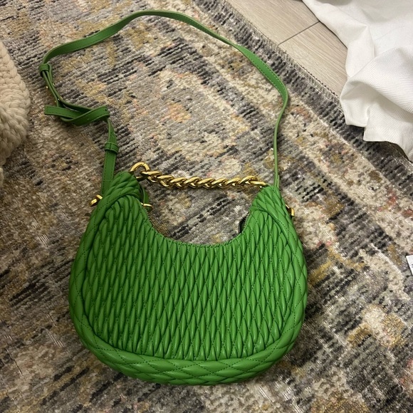 Mango | Bags | Mango Textured Faux Leather Green Top Handle With ...